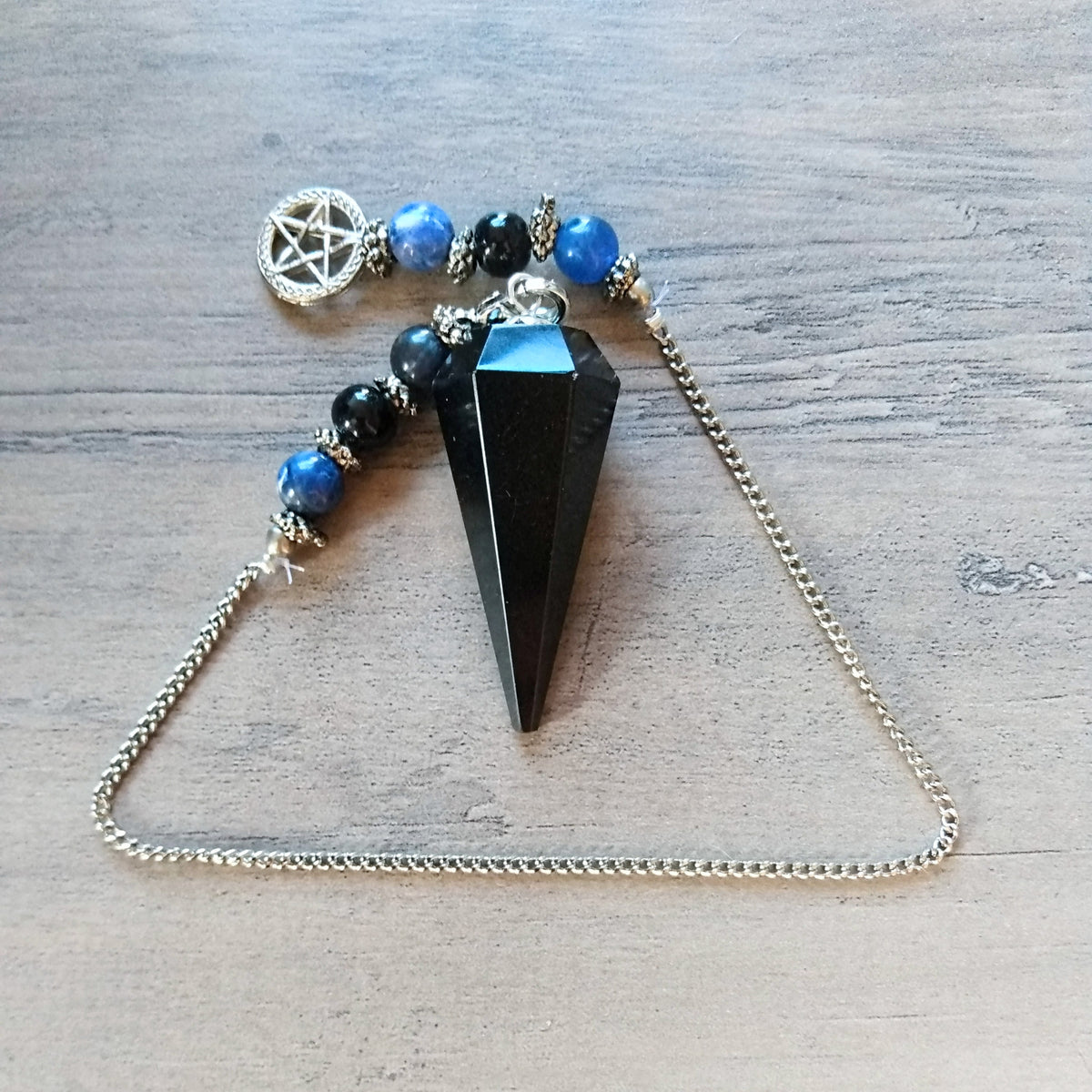 Obsidian Pendulum with Pentacle – Cosmic Delights